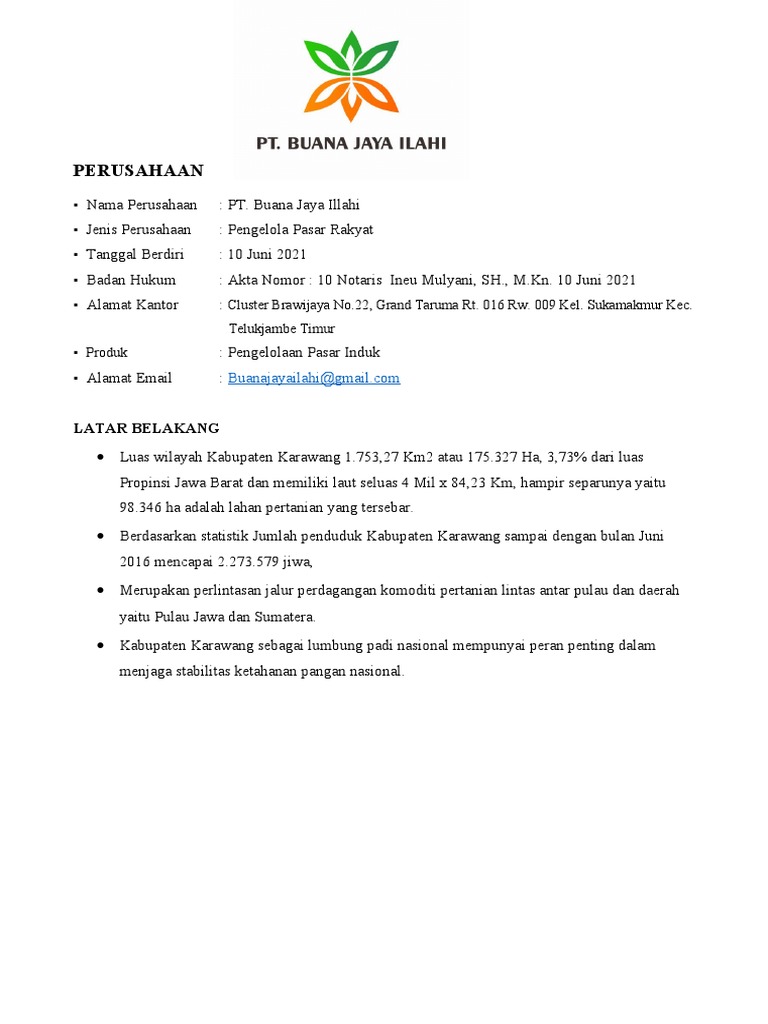 Company Profile PT. Buana Jaya Ilahi | PDF