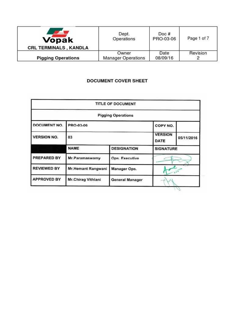 Pigging Operations Procedure Guide | PDF | Pipeline Transport ...