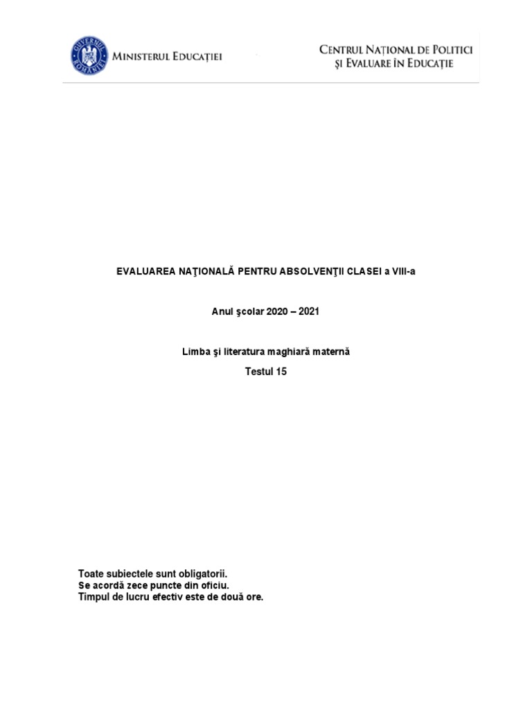 Test 15 Maghiara | PDF