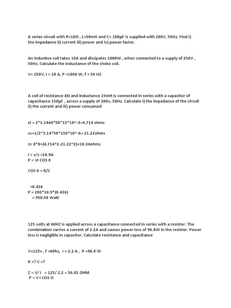 A Resistor R in Series With A Capacitance C Is Connected | PDF