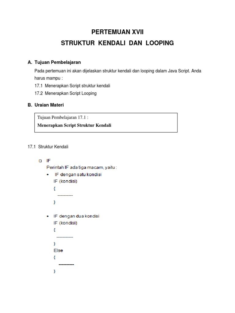 Modul 17 Struktur Kendali Dan Looping | PDF