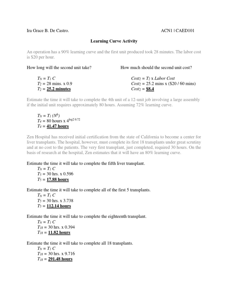 Learning Curve Activity | PDF