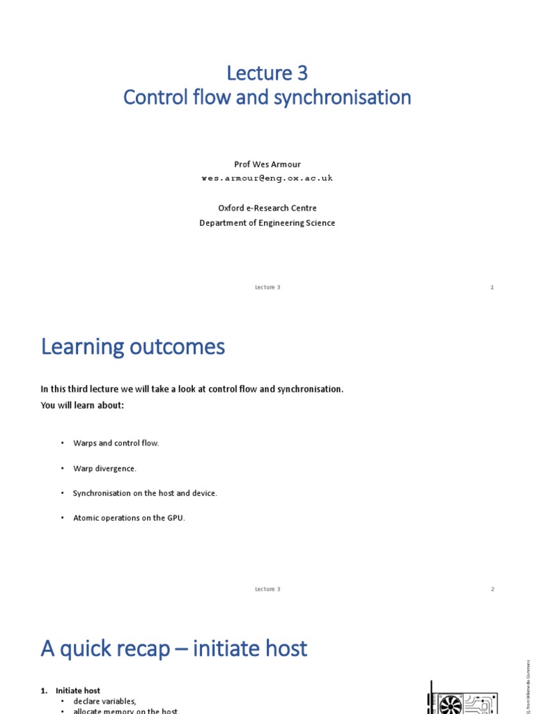 Control Flow and Synchronisation: Prof Wes Armour Wes - Armour@eng - Ox.ac - Uk | Download Free ...