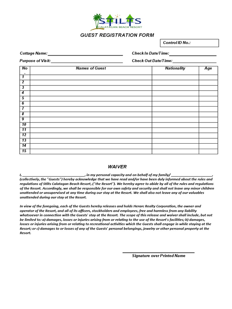 Guest Registration and Health Declaration Form | PDF | Justice | Crime ...