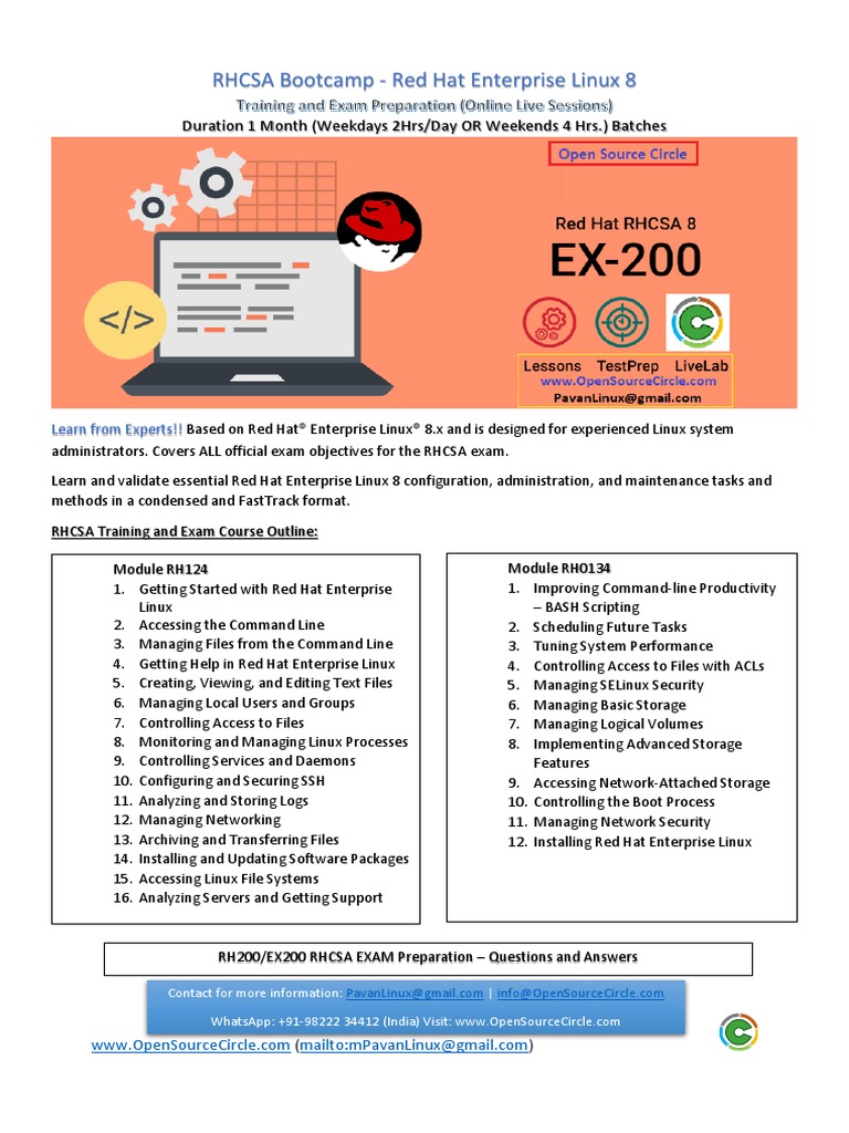 RHCSA 8 Bootcamp-Syllabus | PDF | Linux | Command Line Interface