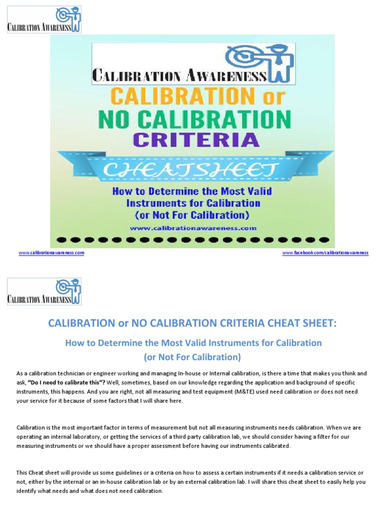 Calibration Criteria Cheat Sheet | PDF | Calibration | Laboratories