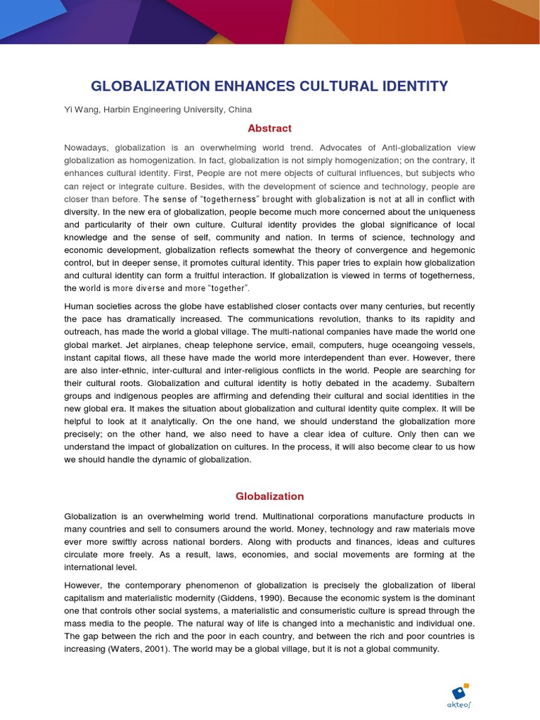 Globalization's Role in Cultural Identity | PDF | Globalization ...