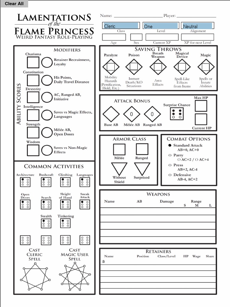 Character Sheet - Form Fillable | PDF | Tabletop Games | Role Playing