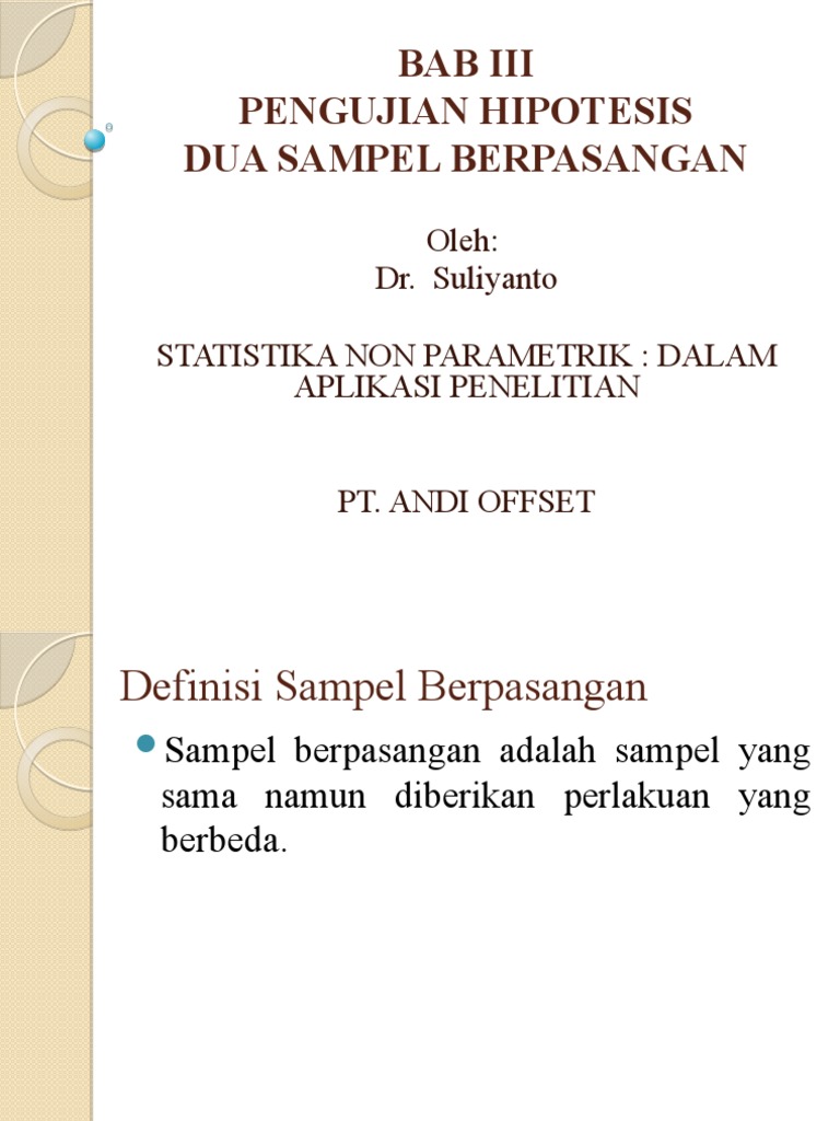 Pengujian Hipotesis Dua Sampel Berpasangan | PDF