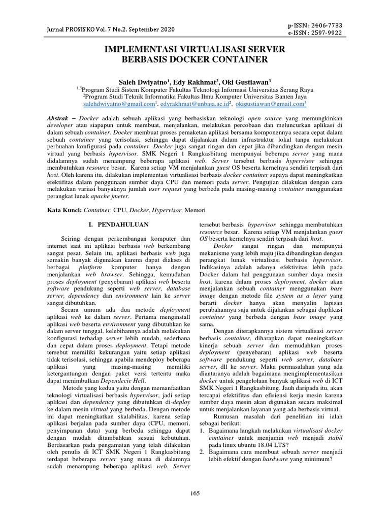 Implementasi Virtualisasi Server Berbasis Docker Container | PDF