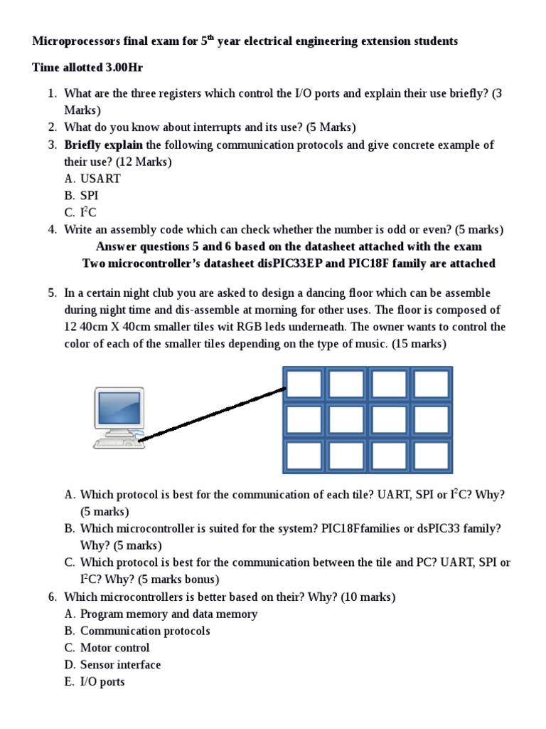 Microprocessors Final Exam For 5 Year Electrical Engineering Extension Students Time Allotted 3 ...