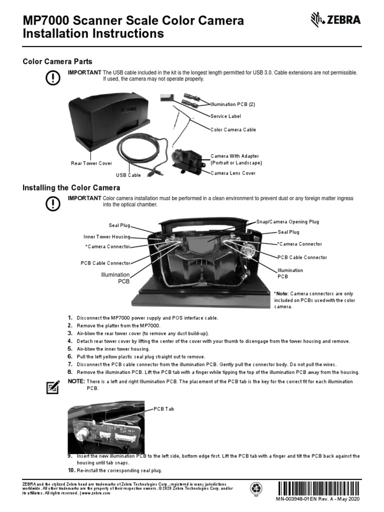MP7000 Scanner Scale Color Camera Installation Instructions | Download ...