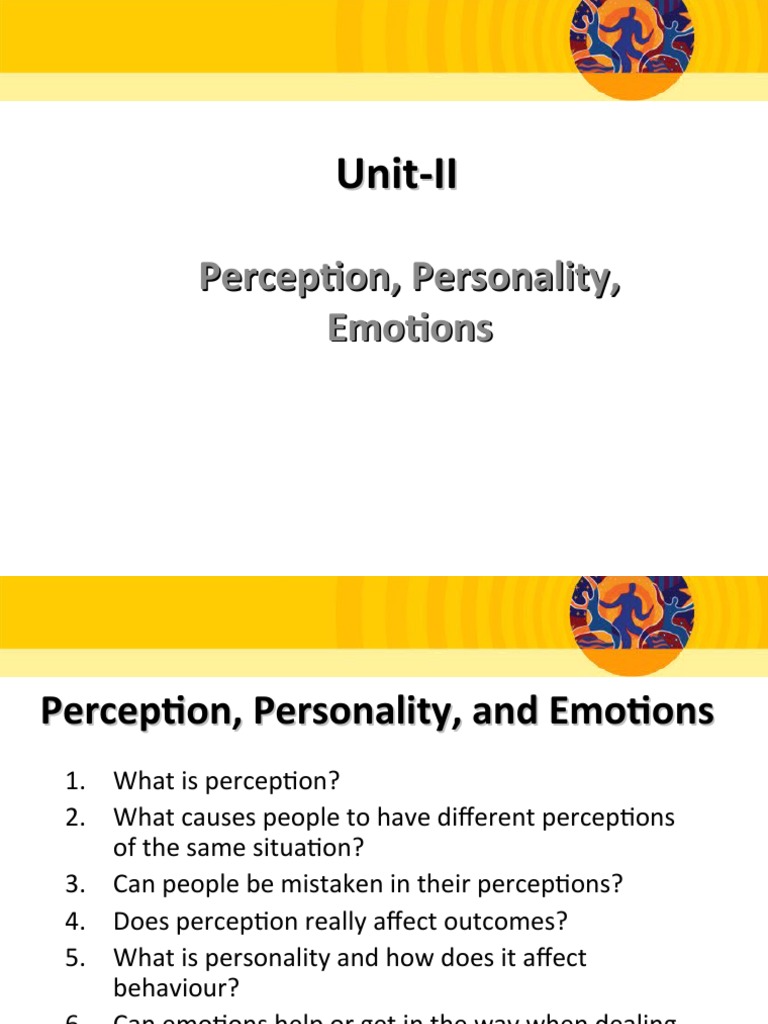 Unit 2 Perception-Personality & Emotion | PDF | Extraversion And Introversion | Perception