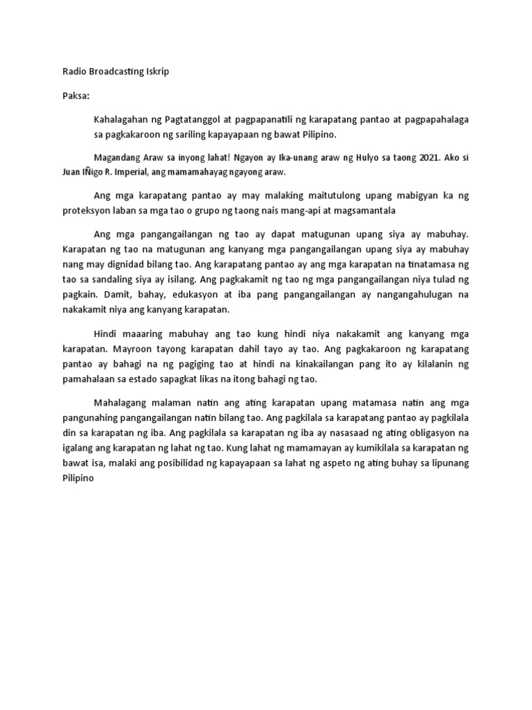 Radio Broadcasting Iskrip | PDF