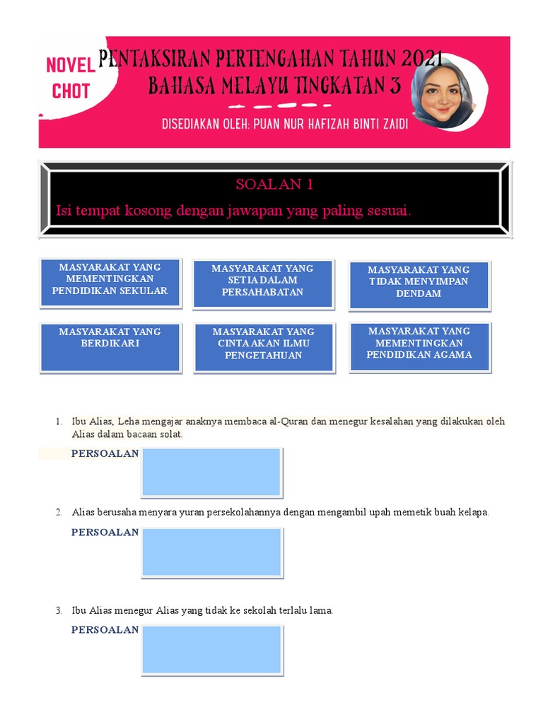 Soalan 3 & 4 Novel Chot PPT 2021 | PDF