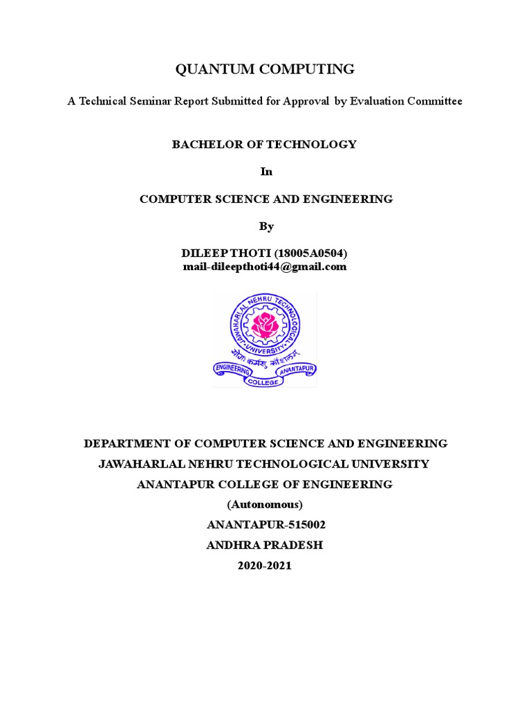 Quantum Computing Seminar Report | PDF | Quantum Computing | Quantum Mechanics