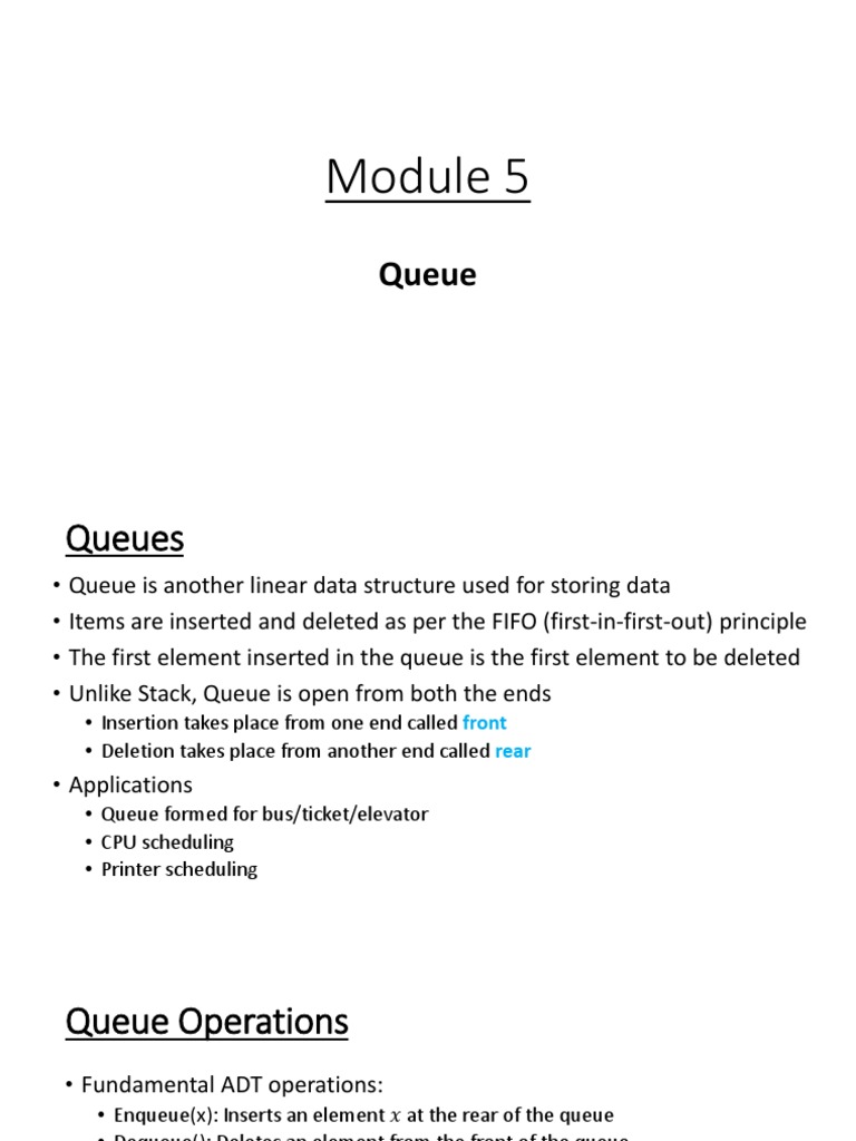 Module 7 Queue | PDF | Queue (Abstract Data Type) | Information ...