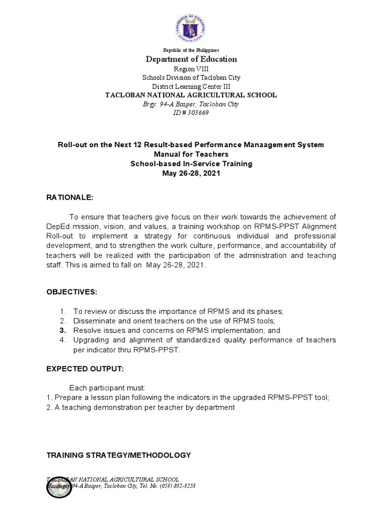 RPMS Training Workshop for Teachers | PDF | Human Nature