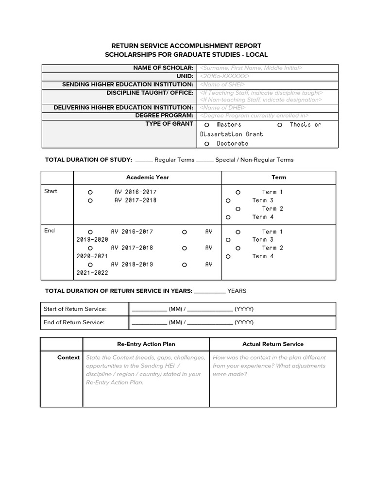 Return Service Accomplishment Report | PDF | Thesis | Academia