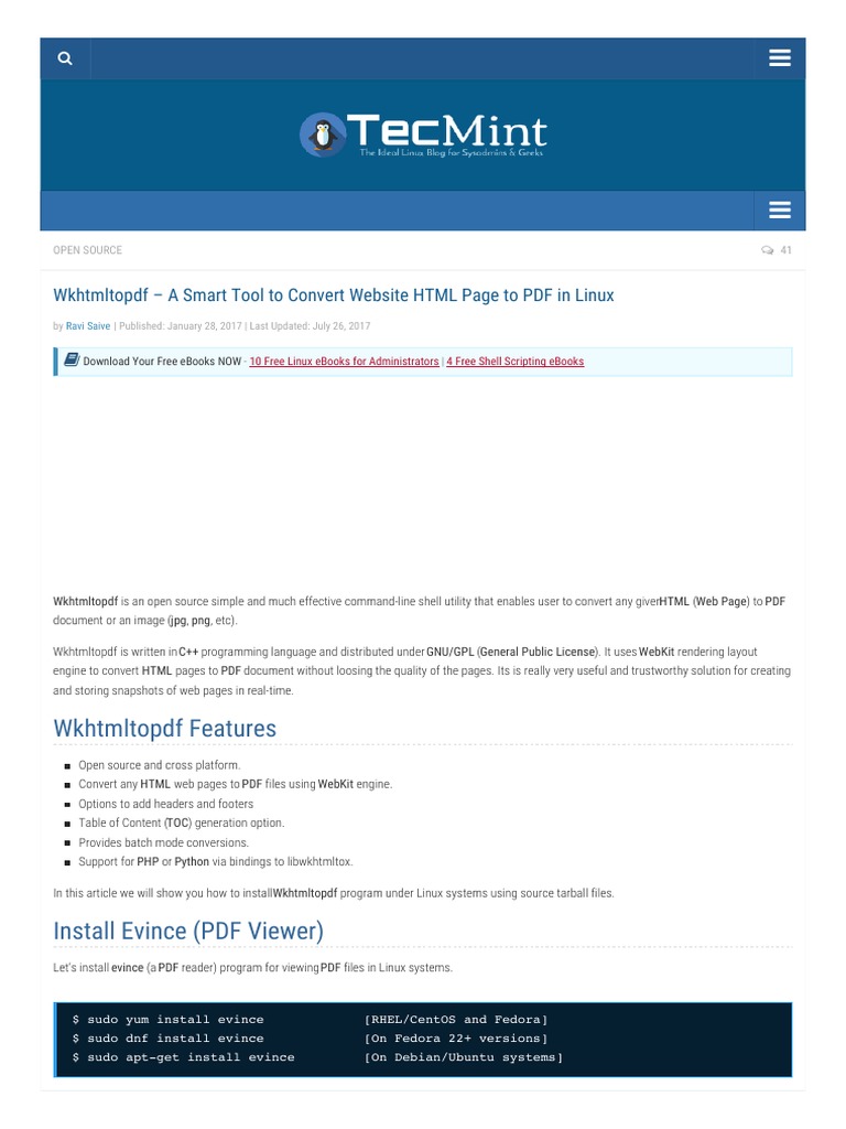 TUTORIAL Working With Wkhtmltopdf | PDF | Linux | World Wide Web