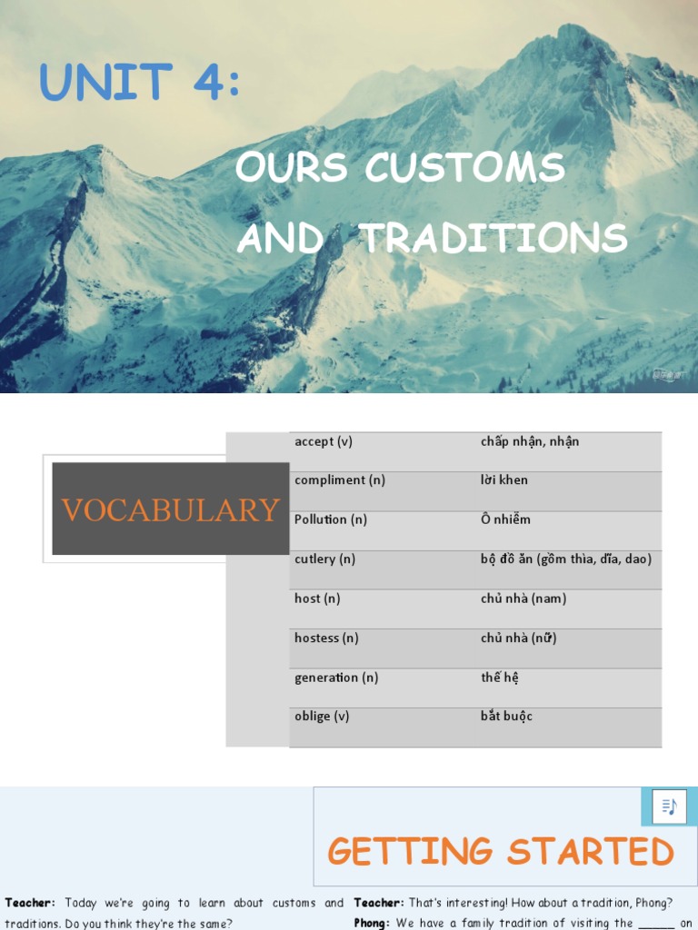 Grade 8 - Unit 4 - Our Customs and Traditions | PDF | Foods