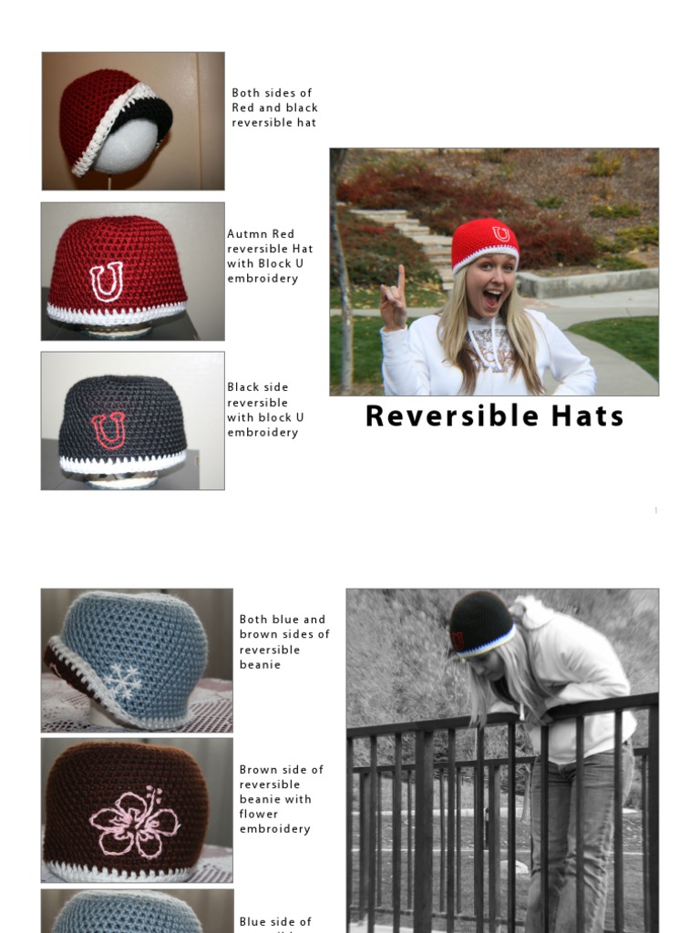 Reversible Hats: Both Sides of Red and Black Reversible Hat | PDF ...