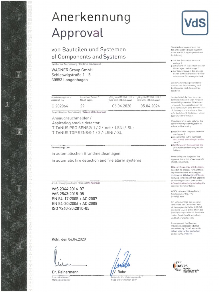 Titanus Pro Sens Cert VDS | PDF