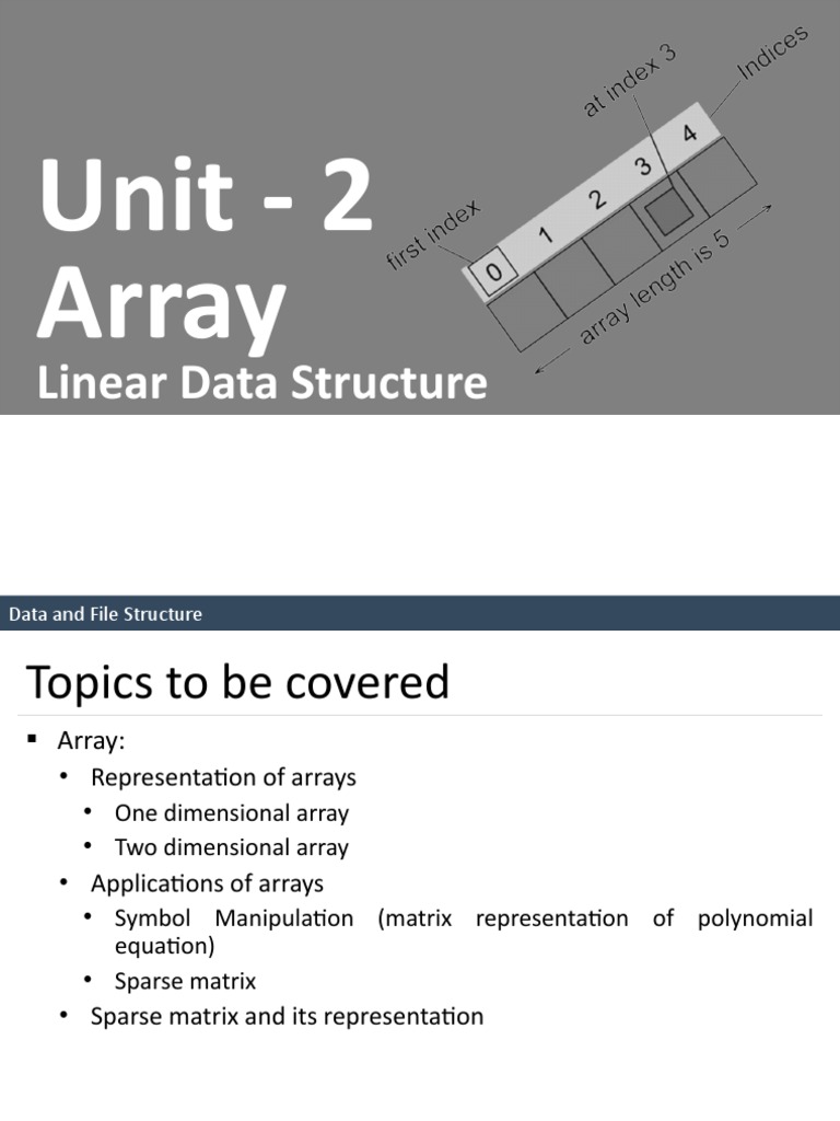 Unit 2 Array Representation Pdf Array Data Structure Matrix