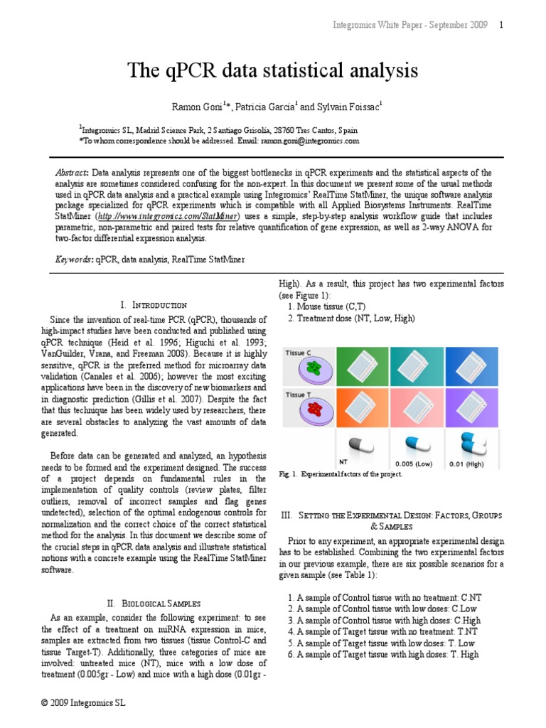 Integromics QPCR Statistics White Paper | PDF | Real Time Polymerase ...