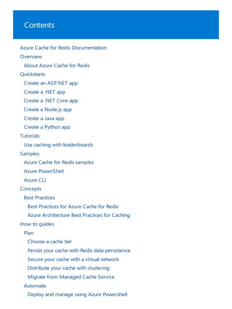 Azure Cache for Redis documentation overview | PDF | Web Application ...