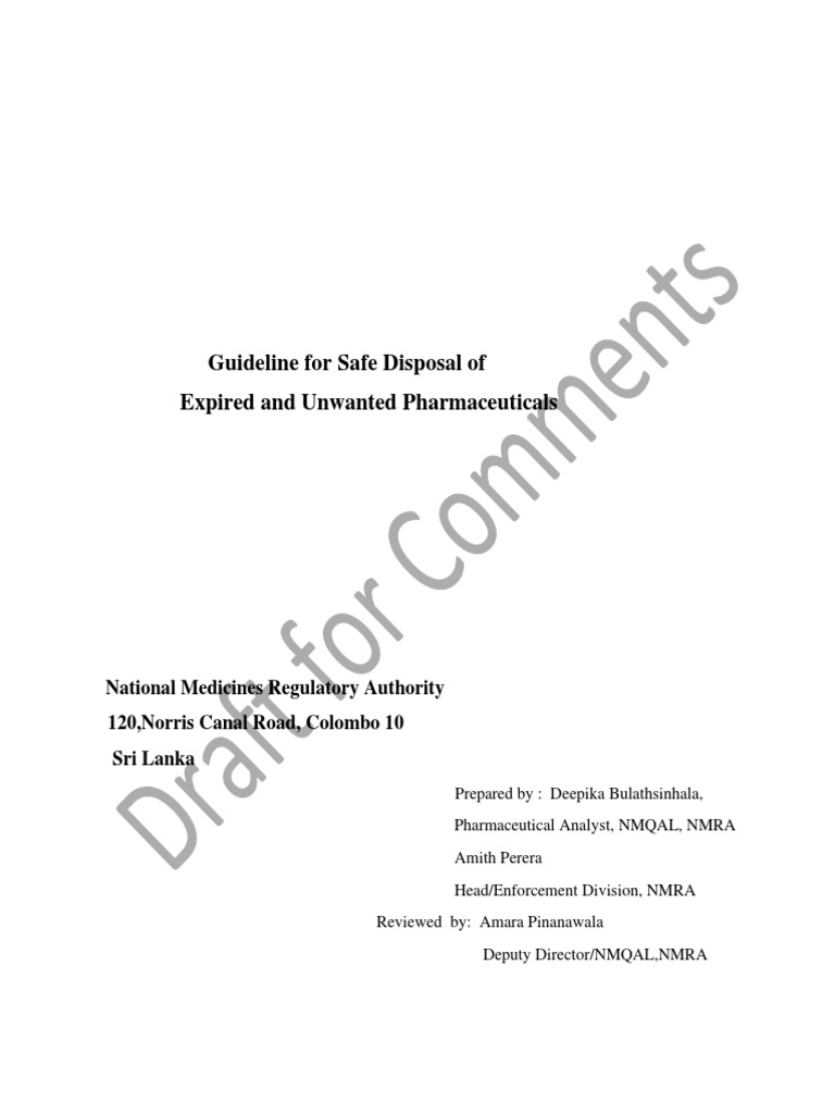 Guidelines For Safe Disposal of Expired Unwanted Pharmaceutical | PDF ...