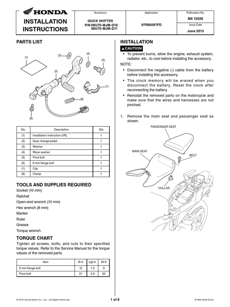 Instalacion QUICK SHIFTER VFR 800 | PDF | Motor Vehicle | Vehicles