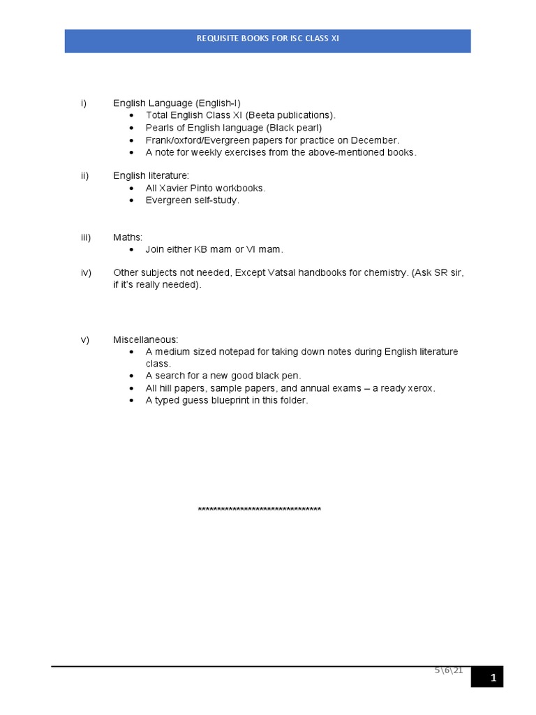 ISC Class XI Book List | PDF | Language Arts & Discipline | Foreign ...