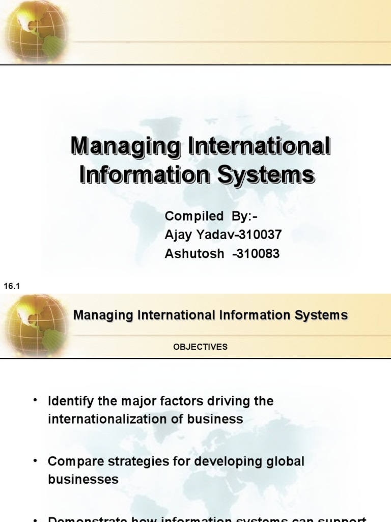 Managing International Information Systems Managing International ...