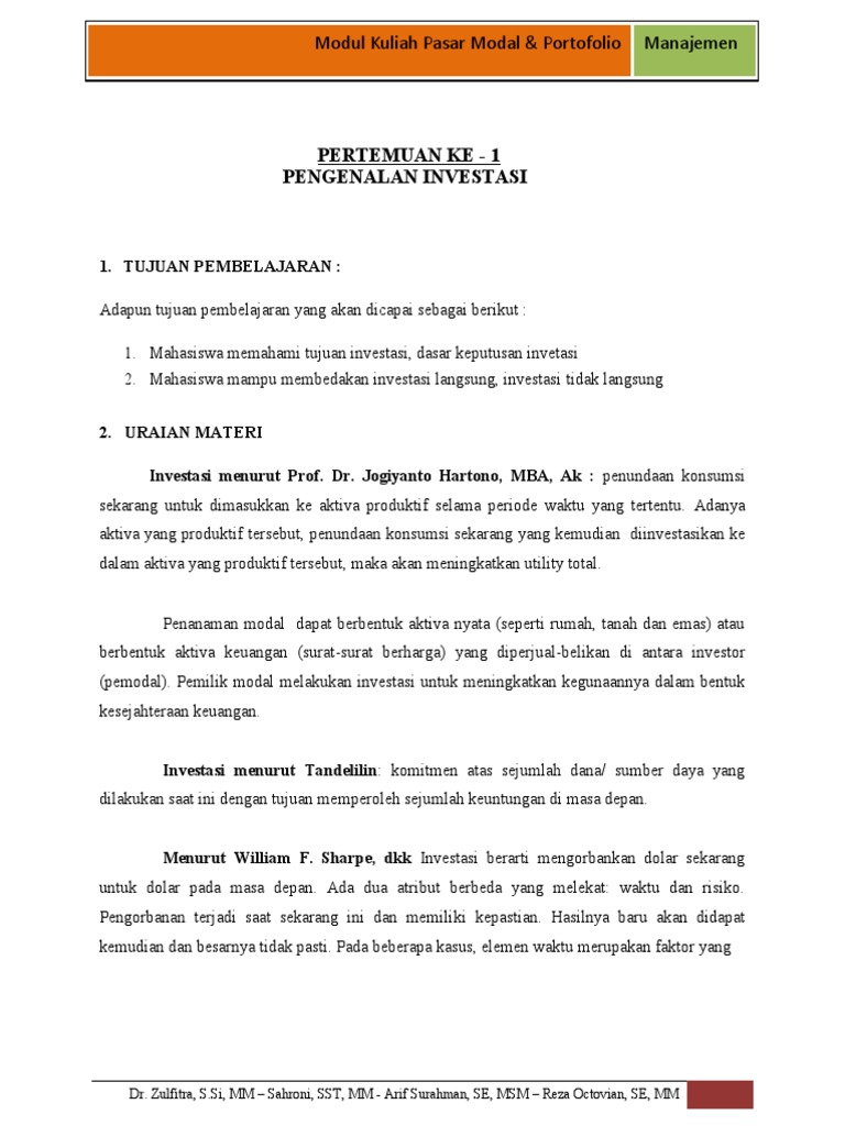 Tujuan dan Proses Investasi Keuangan | PDF