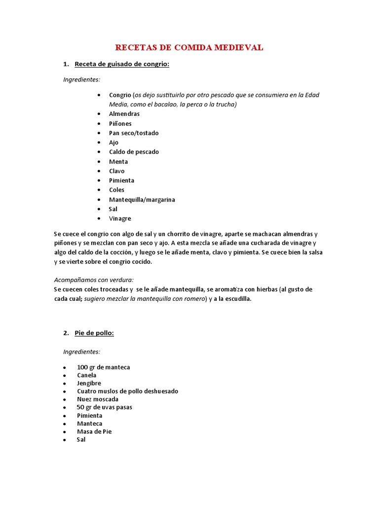 Recetas de Comida Medieval | PDF | Salsa | Caldo