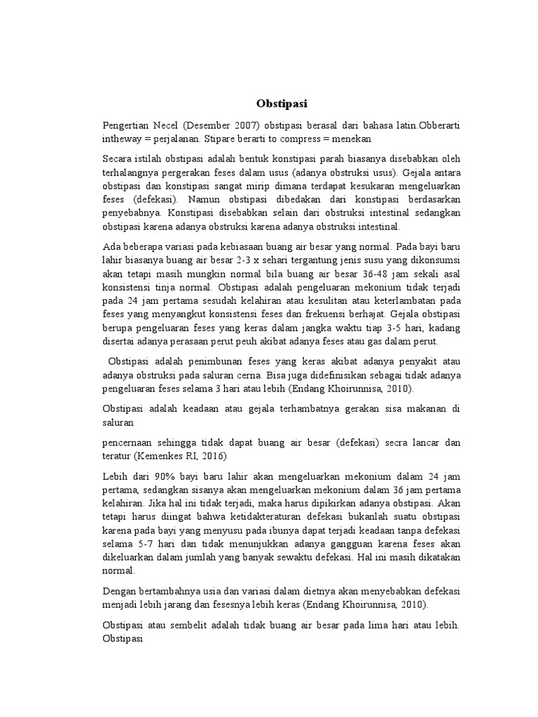 Obstipasi | PDF | Kesehatan Holistik | Gaya Hidup