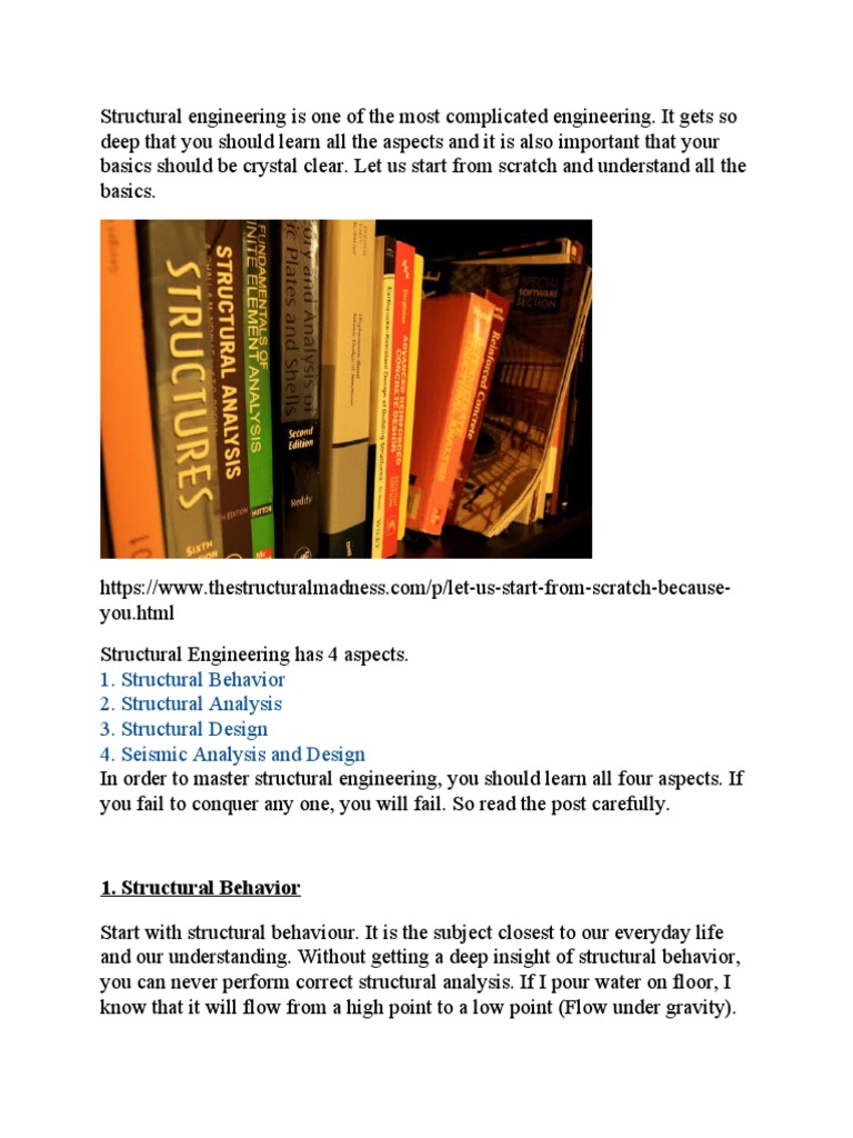 Structural Behavior 2. Structural Analysis 3. Structural Design 4 ...