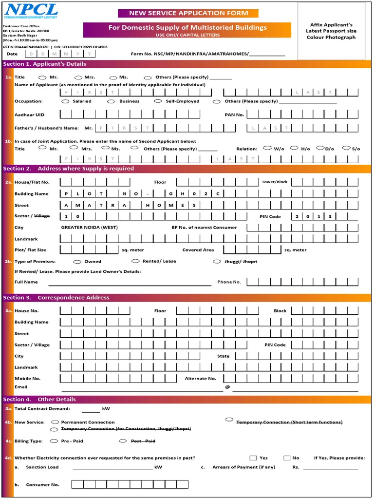 NPCL Application Form PDF Lease Energy And Resource