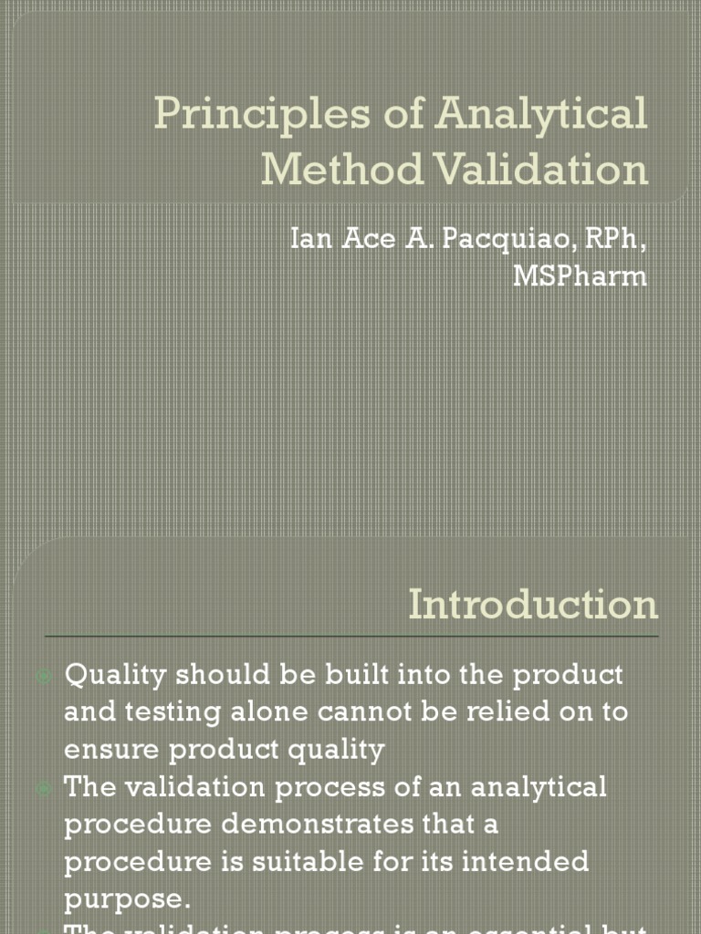 Basic Principles of Analytical Method Validation | PDF | Detection ...