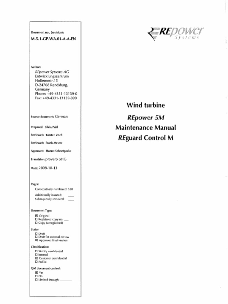 5M Maintenance Manual | PDF | Bearing (Mechanical) | Turbine