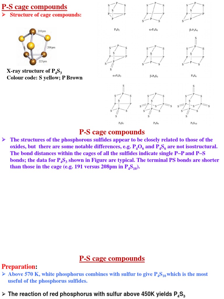 P-S Cage Compound Structures and Properties | PDF