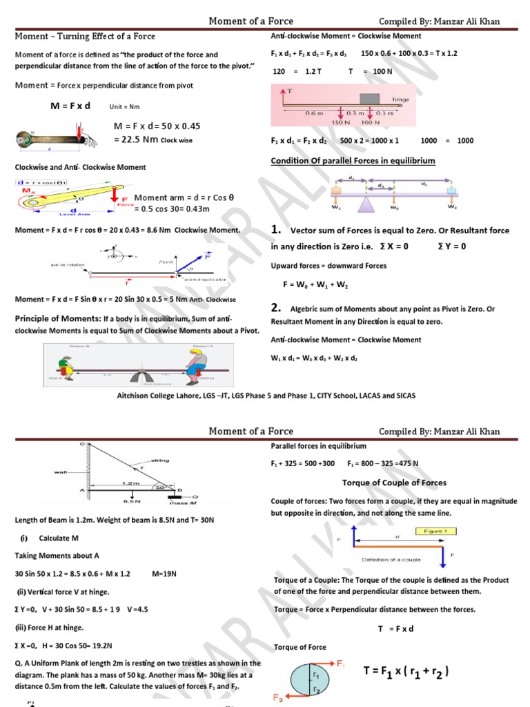 Moment of A Force | PDF | Torque | Force