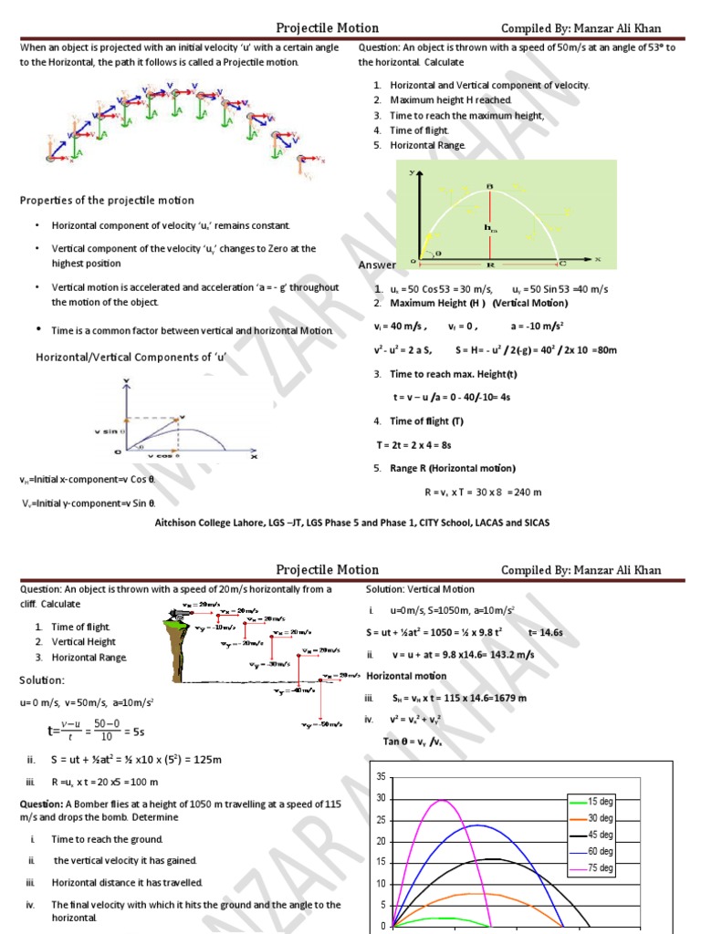 Projectile Motion | PDF | Temporal Rates | Physics