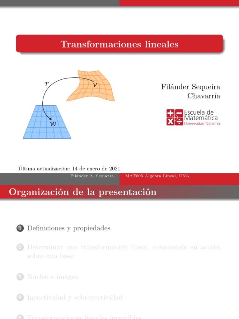 P09 Transformaciones Lineales Handout | PDF | Mapa lineal | Espacio vectorial