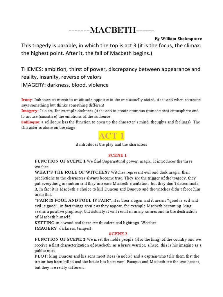 MACBETH - : Irony Imagery: Soliloque | PDF | Macbeth | Shakespearean Tragedies