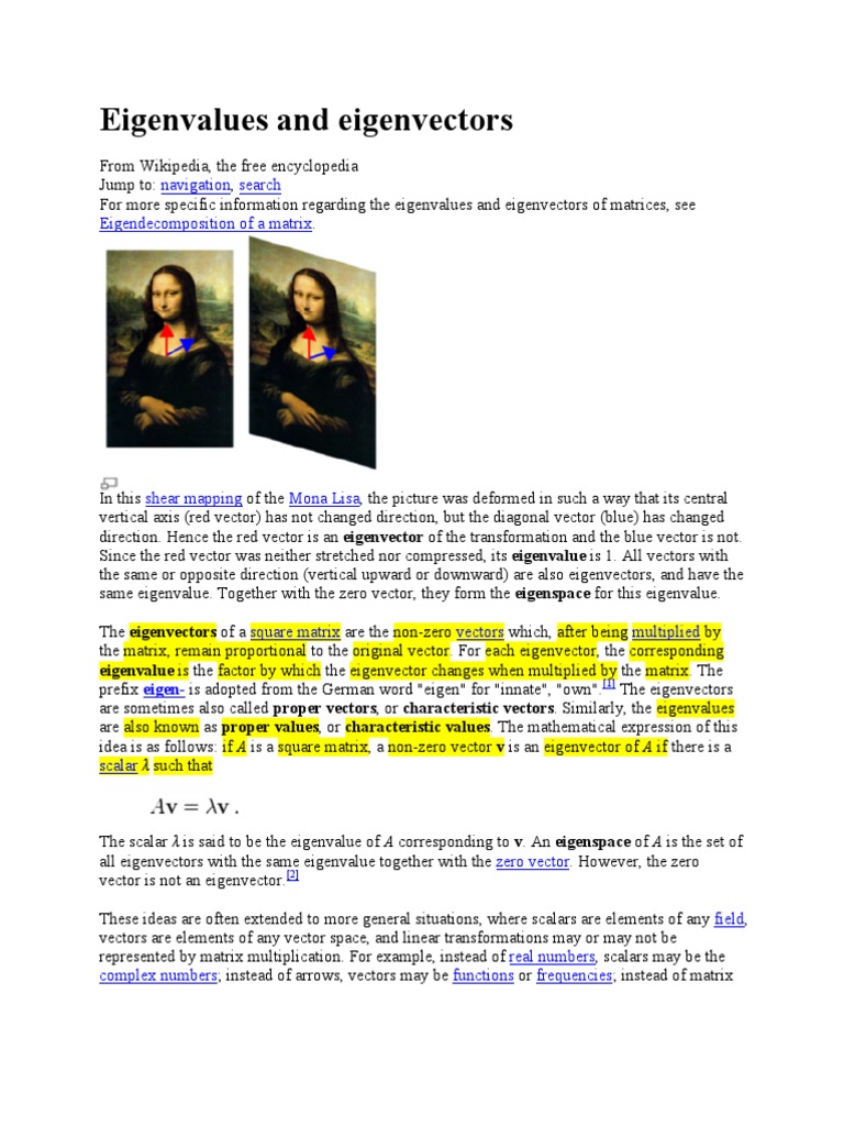 Eigenvalues And Eigenvectors Pdf Eigenvalues And Eigenvectors Principal Component Analysis