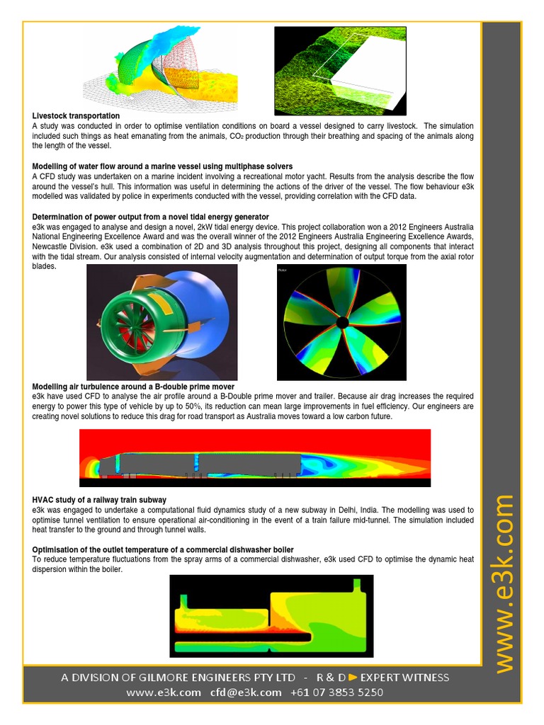 E3k CFD Brochure 2 | PDF | Computational Fluid Dynamics | Fluid Dynamics