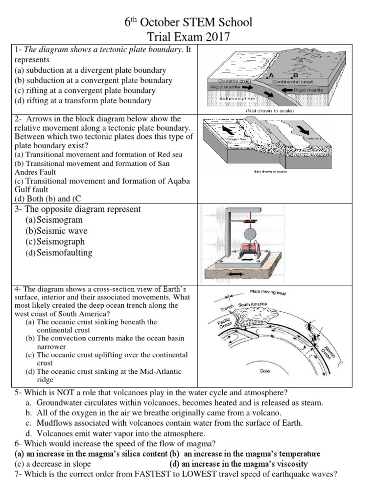 Final Test May 2017 No22222 | PDF | Earthquakes | Plate Tectonics