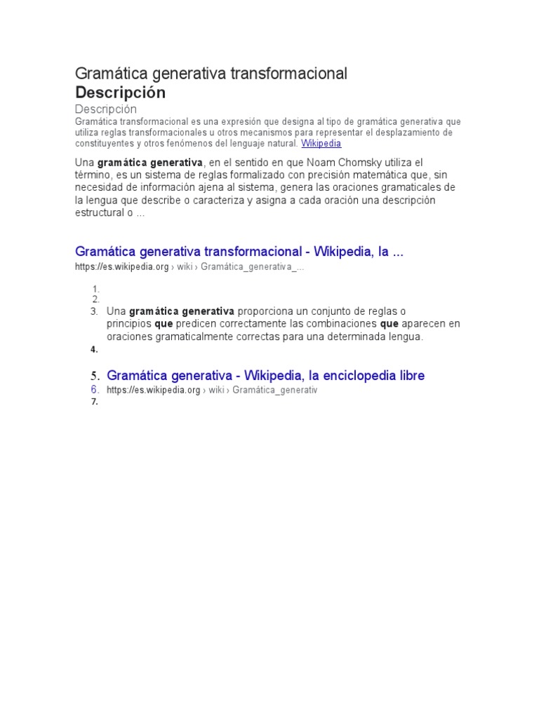 Gramática Generativa Transformacional | PDF | Noam Chomsky | Oración ...